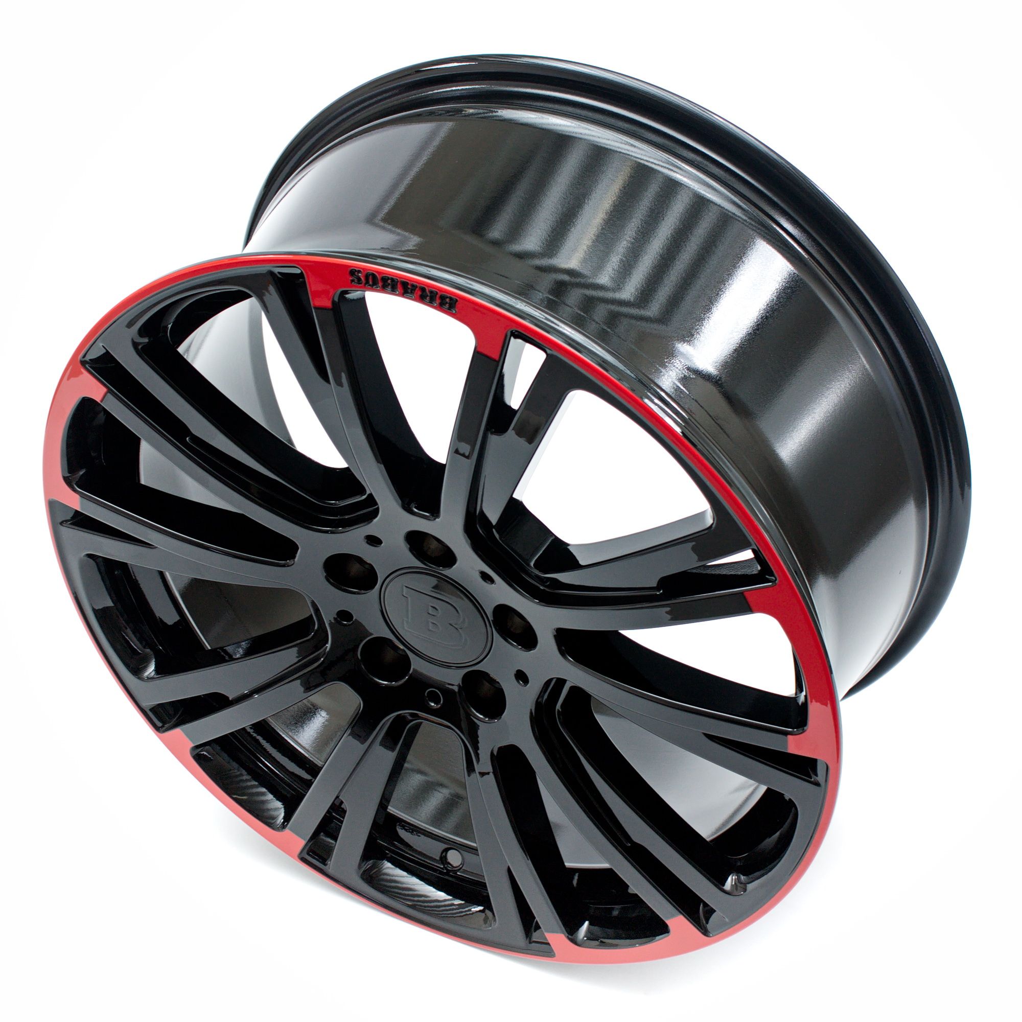Brabus Monoblock R Felgen schwarz glänzend mit roten Zierelementen (rot ...