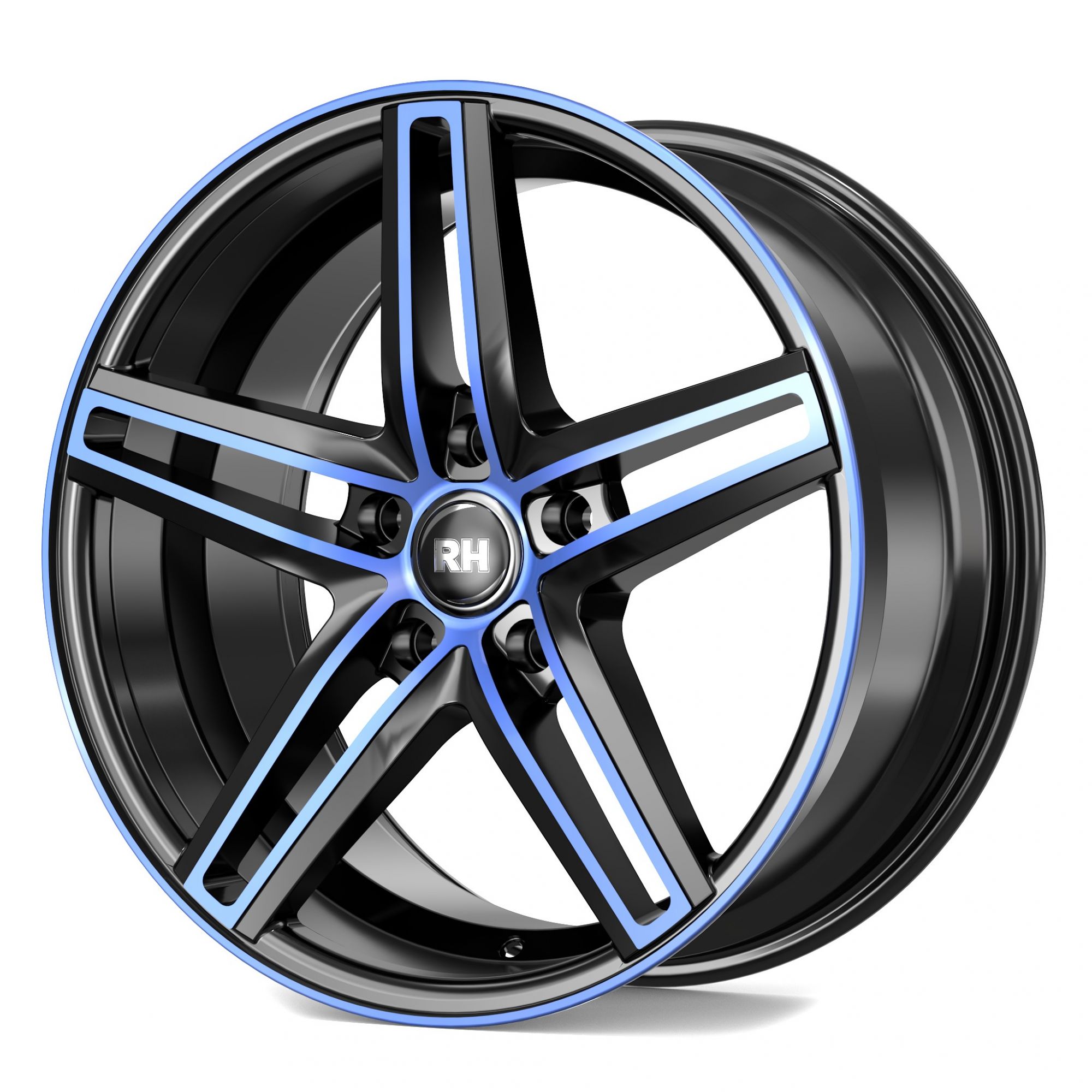 RH ALURAD DG Evolution Felgen Color polished - blue (schwarz blau ...